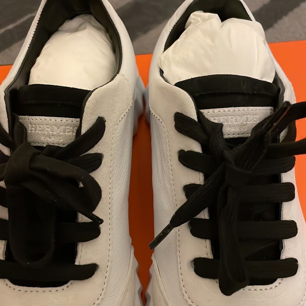 Hermes | Shoes | Authentic Hermes Classic H Logo Leather Sneakers ...